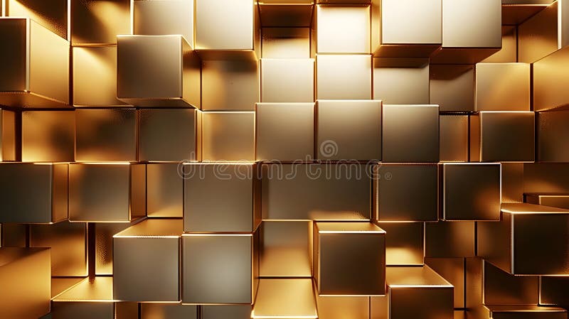 Golden Cube 3D Abstract Background Illustration Stock Illustration ...