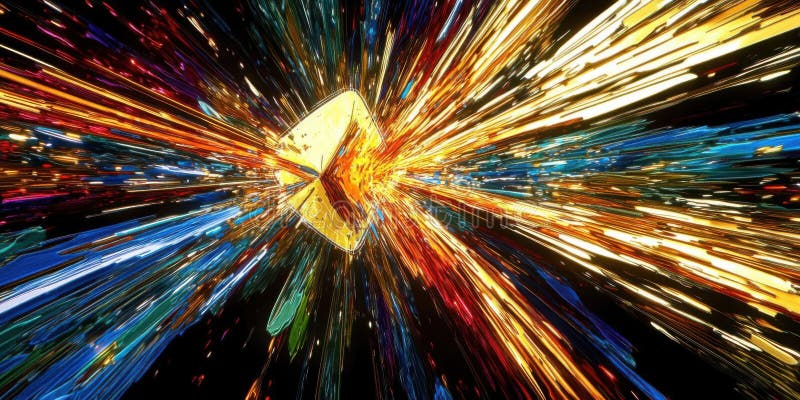 Golden Cube Light Burst stock photo. Image of abstract - 369645028