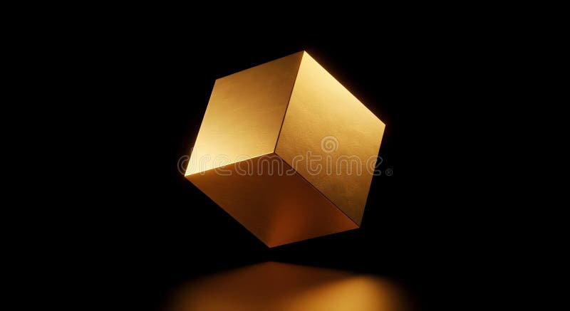 Golden Cube: a Minimalist Study in Light and Shadow Stock Photo - Image ...