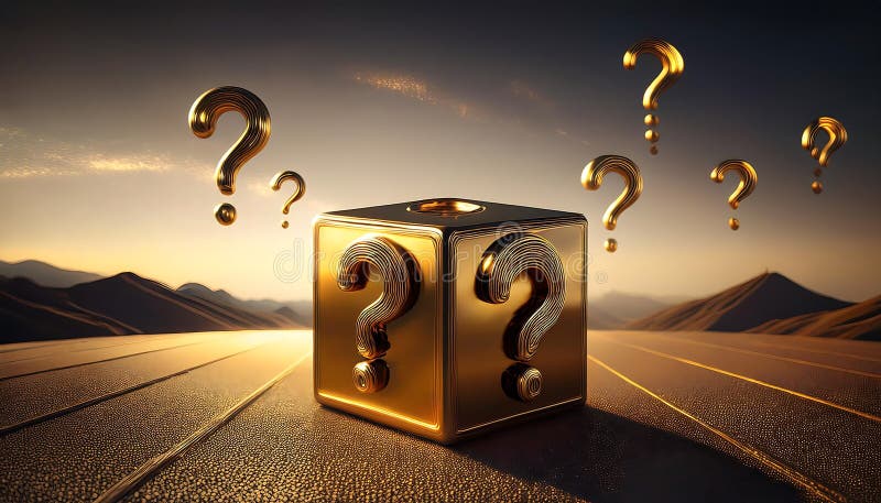 Golden Cube Shows Question Mark, Uncertainty, Inquiry Concept Stock ...
