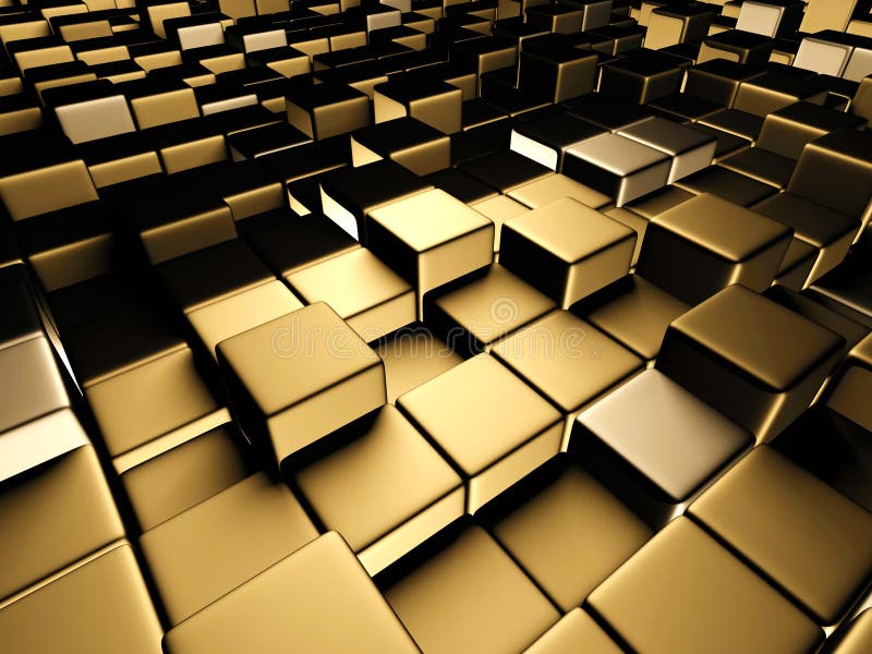 Golden Cubes Abstract Futuristic Background Stock Illustration ...