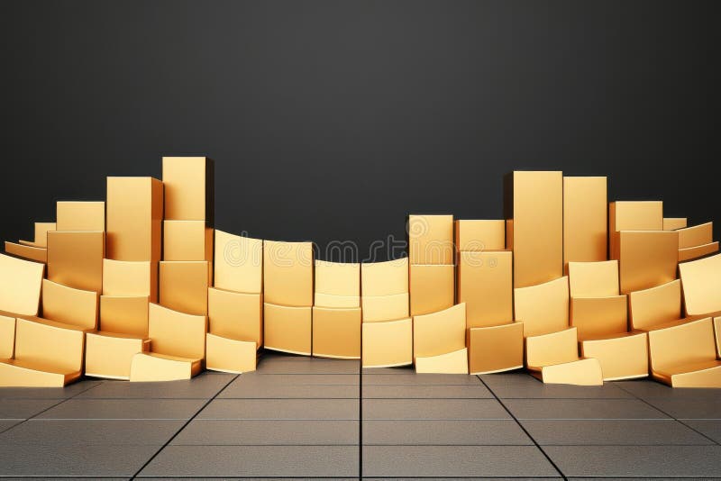 Golden Cubes Abstract Wave stock illustration. Illustration of movement ...