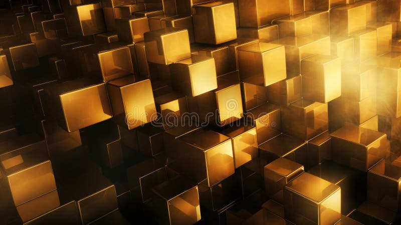 Golden Cubes Background, Abstract Illustration Stock Illustration ...