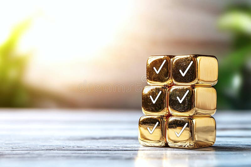 Golden Cubes Labeled with Goals Stack Up, Illustrating Step by Step ...