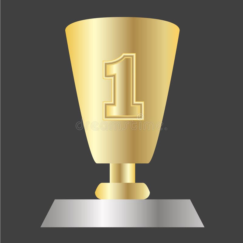 Golden Cup Icon with Number One, Flat Design, Stock Illustration ...