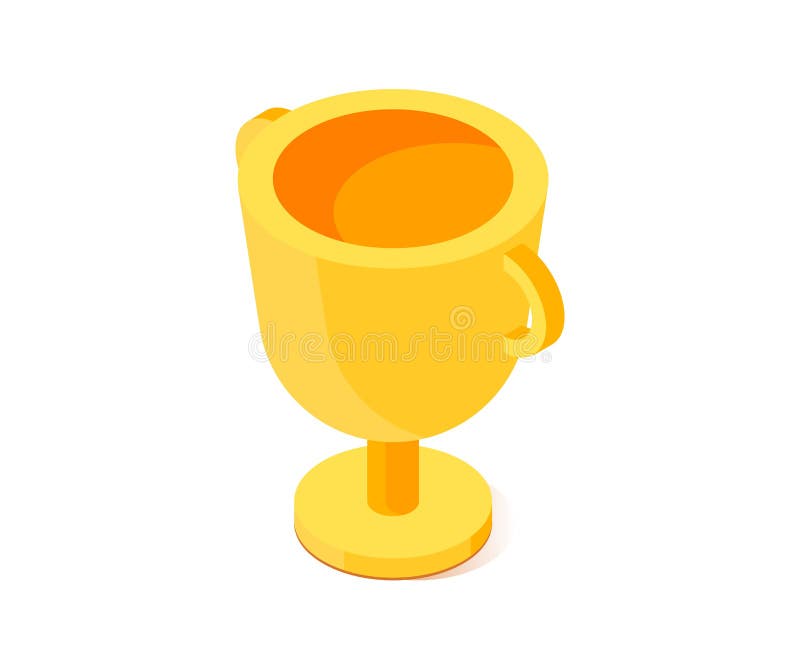 Golden Cup Icon. Vector Illustration in Flat Isometric 3D Style Stock ...