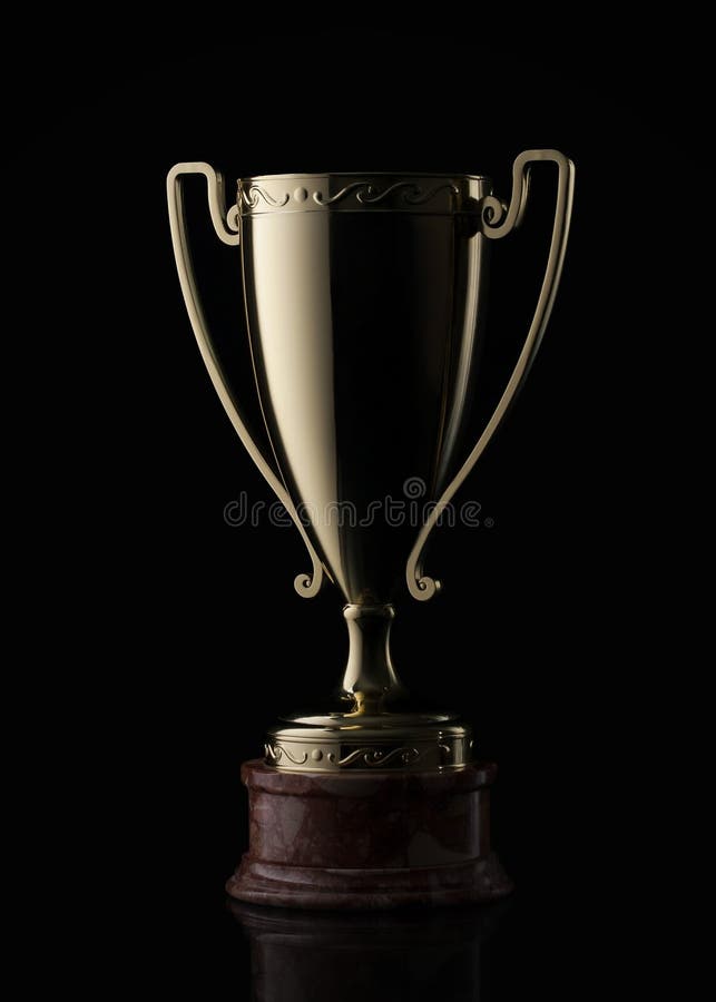 Golden Cup of the Winner on Black Background Stock Image - Image of ...