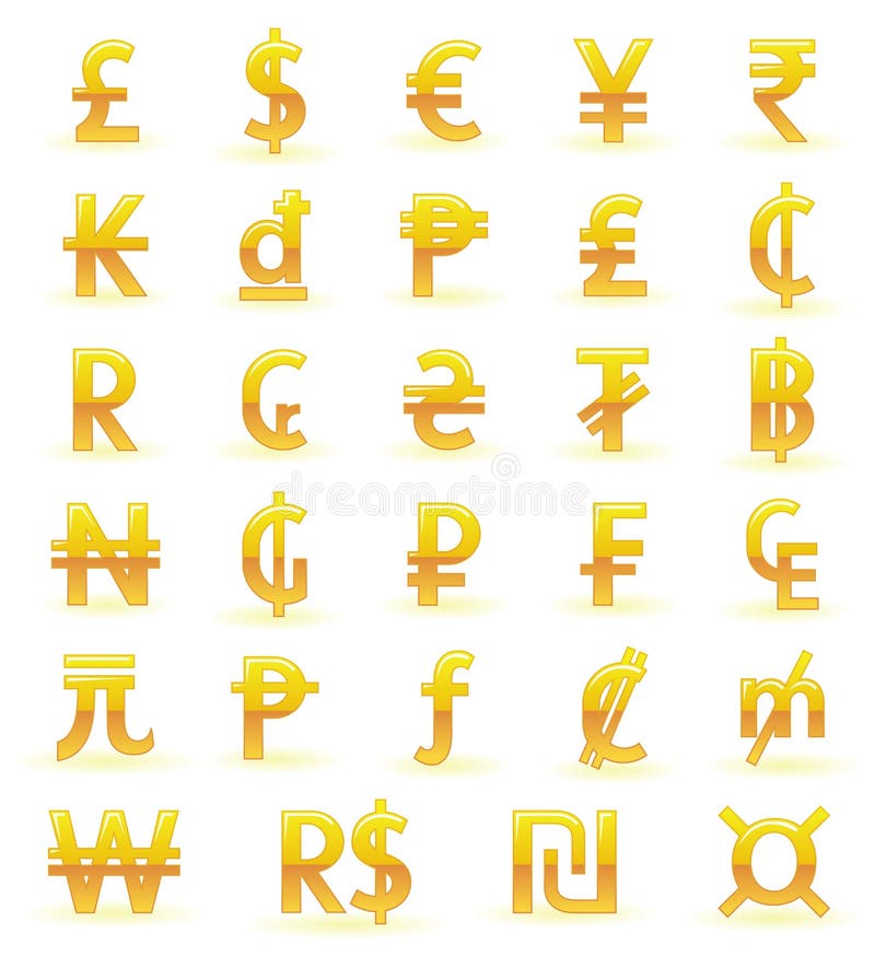 Currency Symbols of the World Stock Vector - Illustration of financial ...