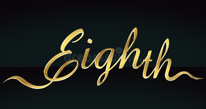 8th in Isolated Golden Letters Stock Image - Illustration of style ...