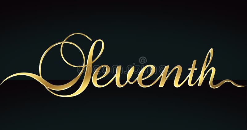 7th in Isolated Golden Letters Stock Illustration - Illustration of ...