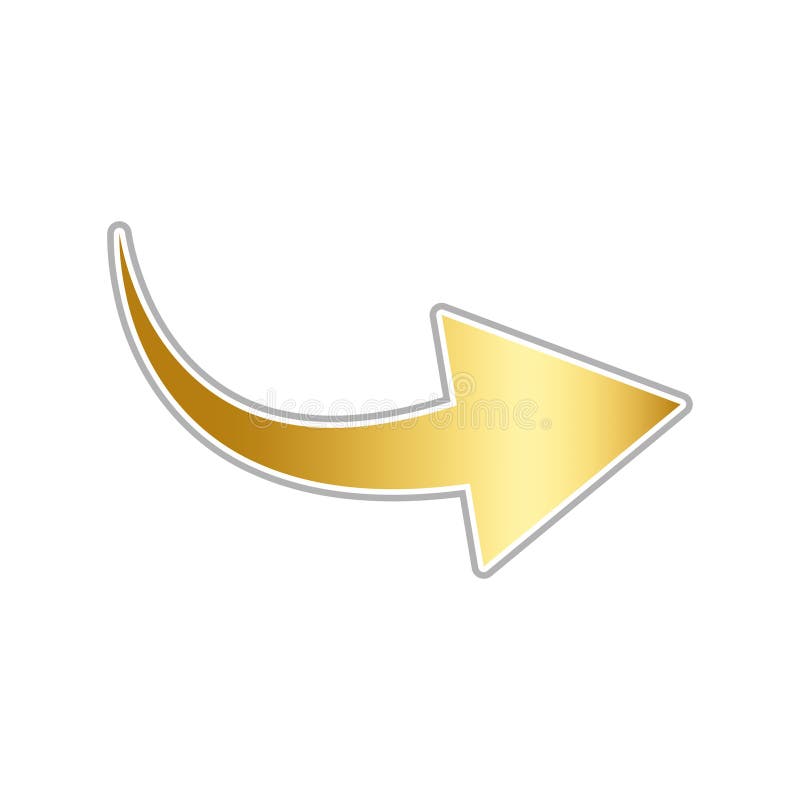 Golden Curved Arrow Icon Vector Illustration Stock Vector ...