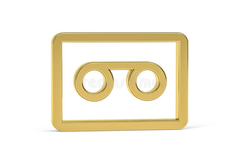 Golden 3d Audio Tape Icon Isolated on White Background Stock ...