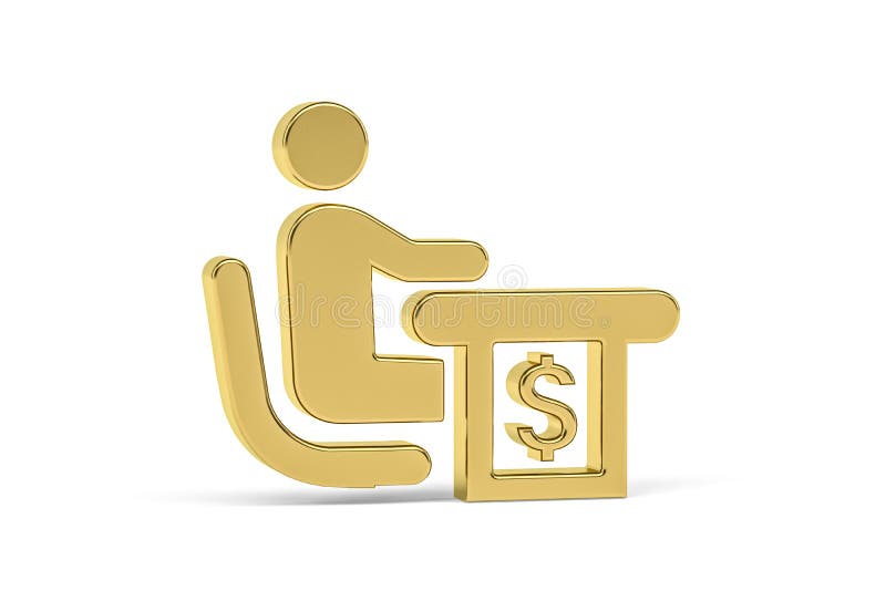 Golden 3d Bank Clerk Icon Isolated on White Background Stock ...