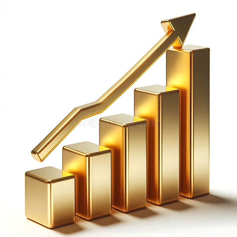 Golden 3d Bar Chart with Upward Arrow Symbolizing Growth and Success ...