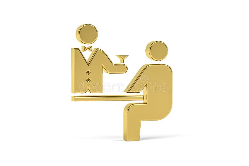 Golden 3d Bartender Icon Isolated on White Background Stock ...
