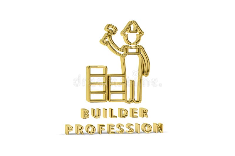 Golden 3d Builder Icon Isolated on White Background Stock Illustration ...