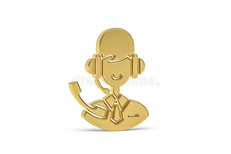 Golden 3d Call Center Agent Icon Isolated on White Background Stock ...