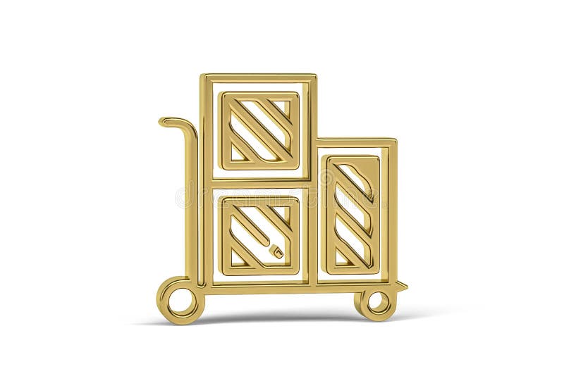 Golden 3d Cargo Container Icon Isolated on White Background Stock ...