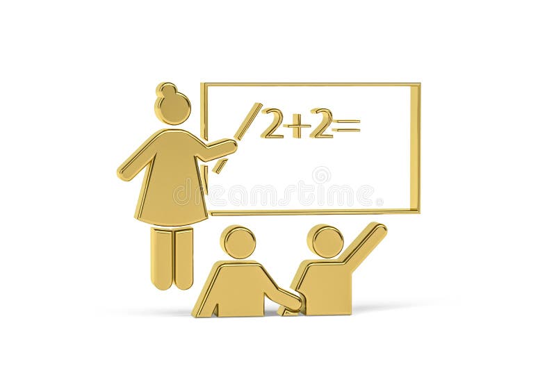 Golden 3d Classroom Icon Isolated on White Background Stock ...