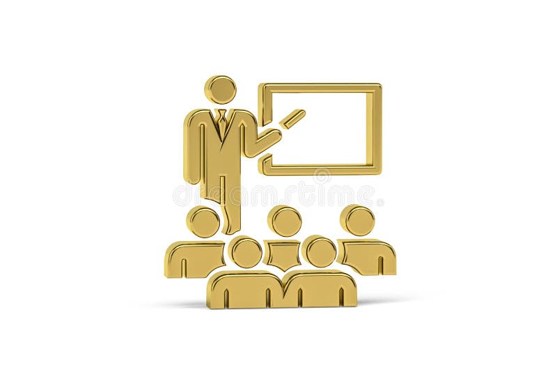 Golden 3d Classroom Icon Isolated on White Background Stock ...