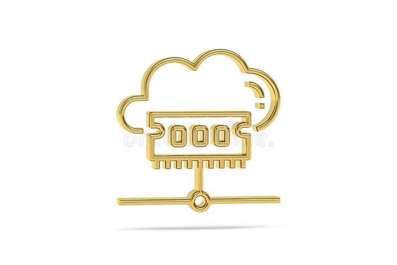 Golden 3d Cloud Infrastructure Icon Isolated on White Background Stock ...