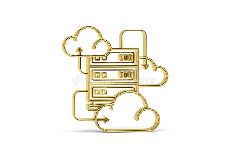 Golden 3d Cloud Infrastructure Icon Isolated on White Background Stock ...