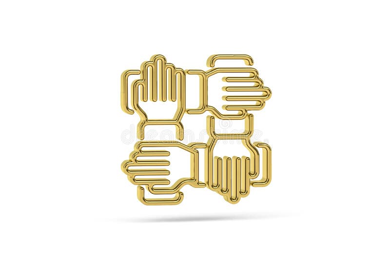 Golden 3d Coherence Icon Isolated on White Background Stock ...