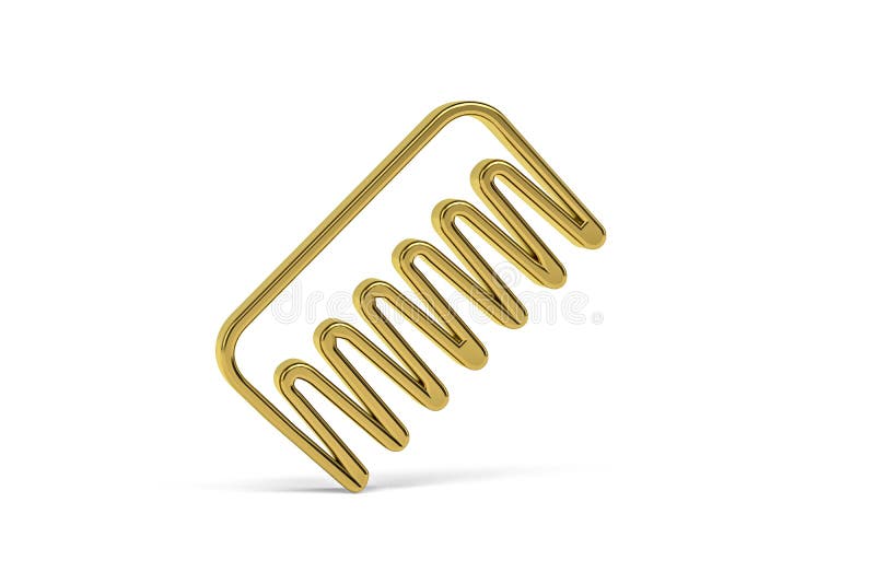 Golden 3d Comb Icon Isolated on White Background Stock Illustration ...