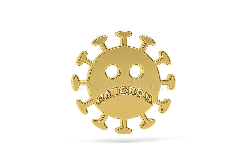 Golden 3d Covid Icon - Omicron Variant Isolated on White Background ...