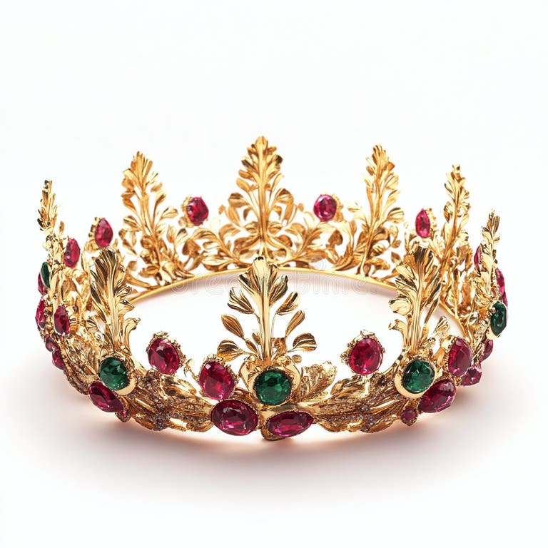 A Golden 3d Crown Encrusted with Ruby Stock Illustration - Illustration ...