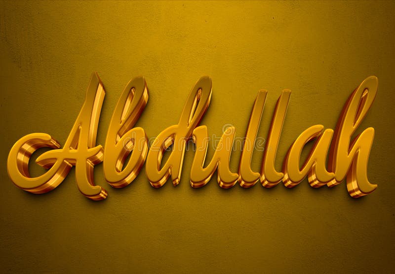 Golden 3D Editable Text Effect of Arabic Name Abdullah Stock Photo ...