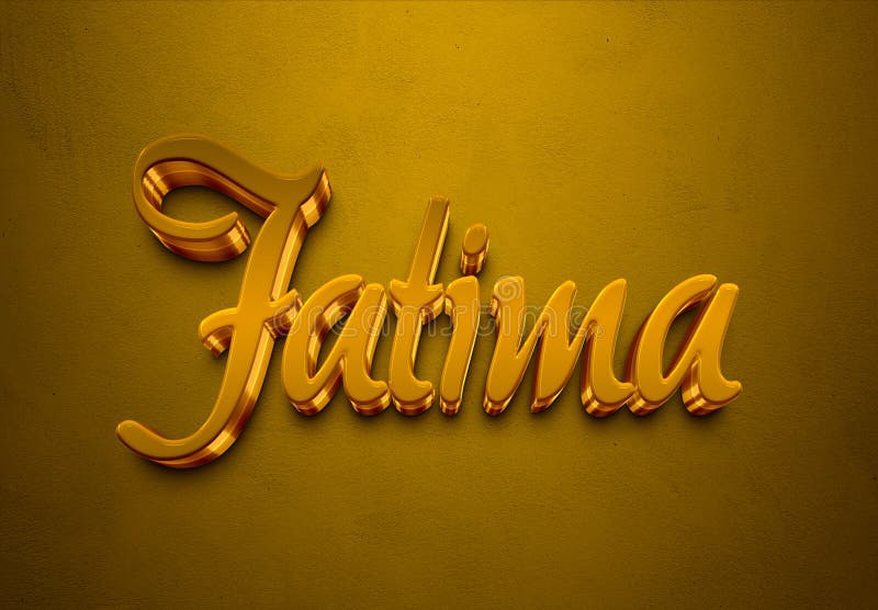 Golden 3D Editable Text Effect of Arabic Name Fatima Stock Photo ...