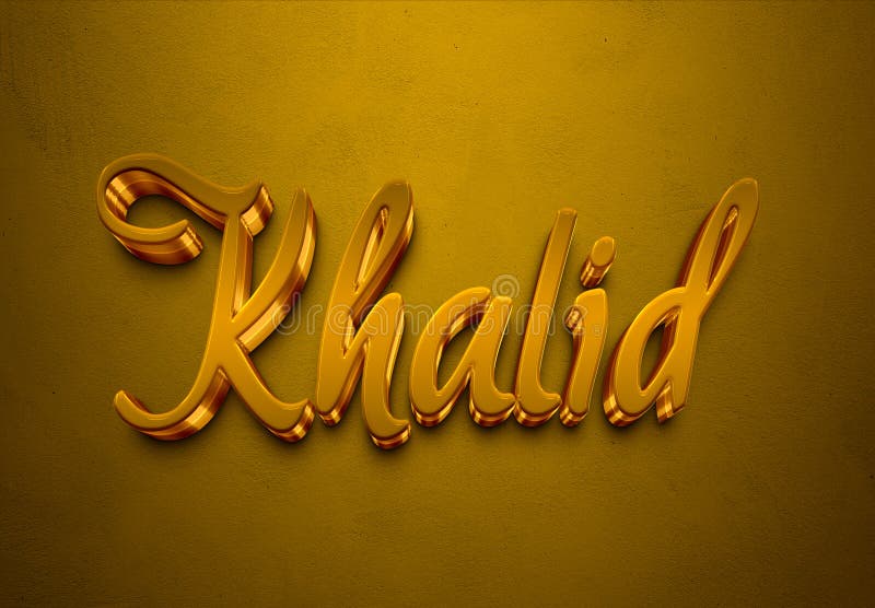 Golden 3D Editable Text Effect of Arabic Name Khalid Stock Photo - Image of resonant, visually ...