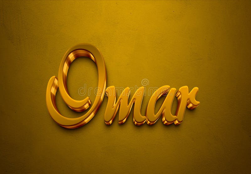 Golden 3D Editable Text Effect of Arabic Name Omar Stock Photo - Image ...