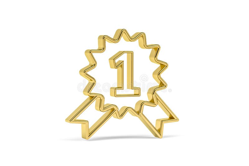 Golden 3d First Prize Icon Isolated on White Background Stock ...