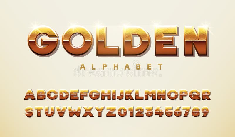 Golden Alphabet. Set of Metallic Numbers Vector Stock Vector ...