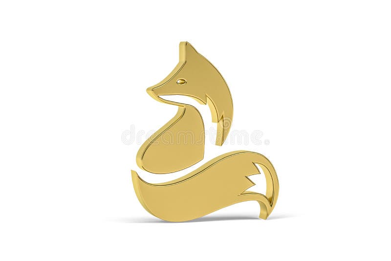 Golden 3d Fox Icon Isolated on White Background Stock Illustration ...
