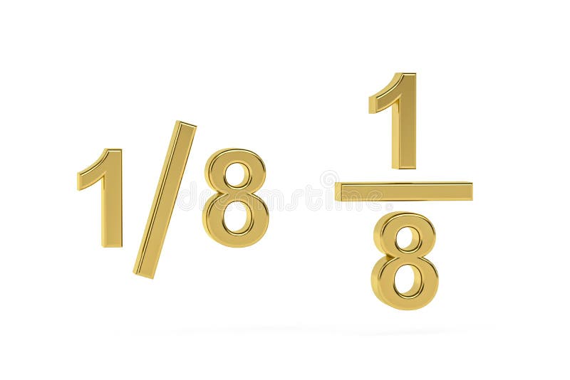Golden 3d Fraction Icon Isolated on White Background Stock Illustration ...