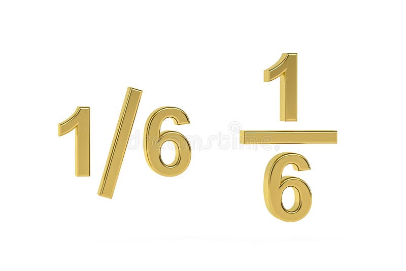 Golden 3d Fraction Icon Isolated on White Background Stock Illustration ...