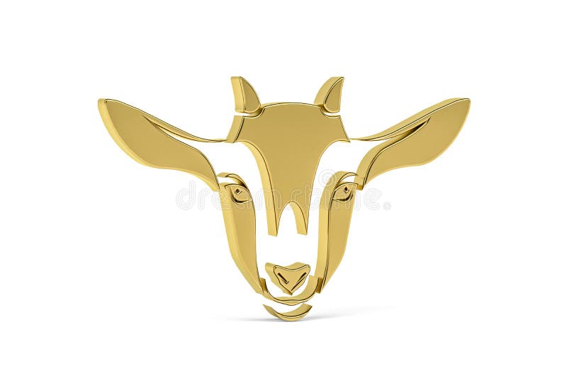 Golden 3d Goat Icon Isolated on White Background Stock Illustration ...