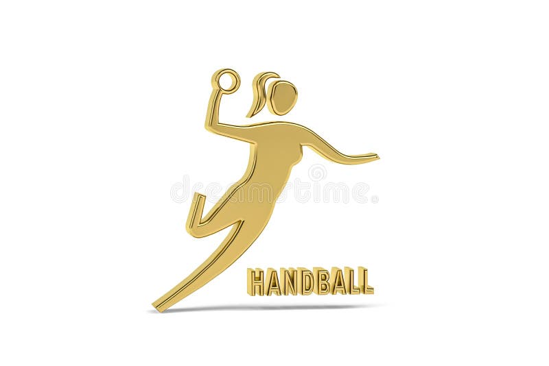 Golden 3d Handball Icon Isolated on White Background Stock Illustration ...