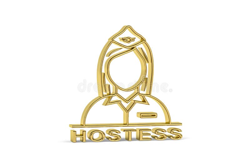 Golden 3d Hostess Icon Isolated on White Stock Illustration ...