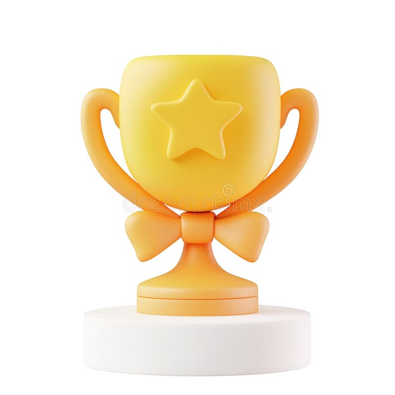 Golden 3d Icon Trophy with Bow and Star, Representing Triumph on ...