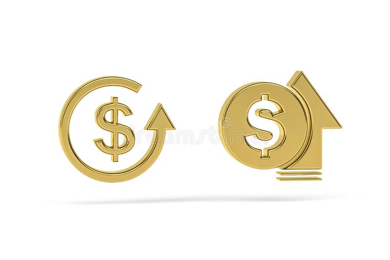 Golden 3d Inflation Icon Isolated on White Background Stock ...
