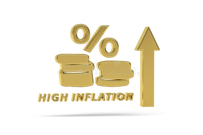 Golden 3d Inflation Icon Isolated on White Background Stock ...