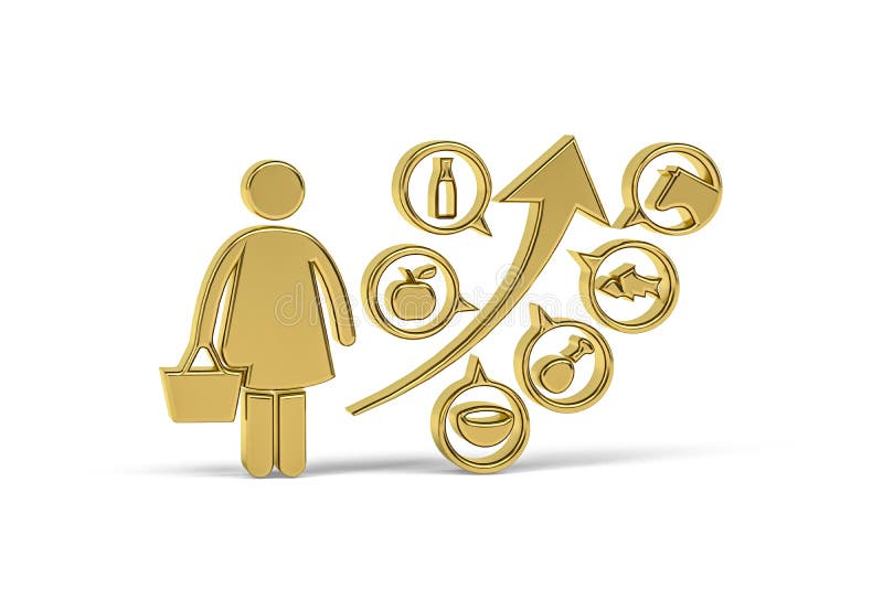 Golden 3d Inflation Icon Isolated on White Background Stock ...