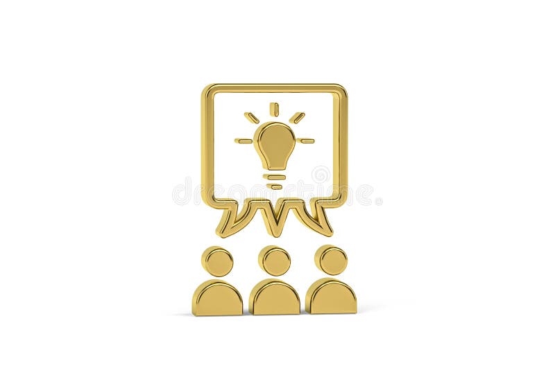 Golden 3d Innovation Icon Isolated on White Background Stock ...