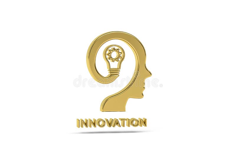 Golden 3d Innovation Icon Isolated on White Background Stock ...