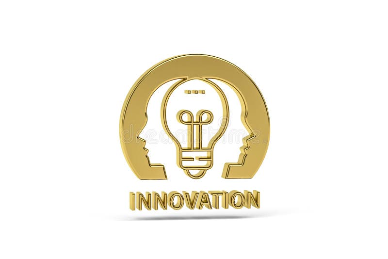 Golden 3d Innovation Icon Isolated on White Background Stock ...