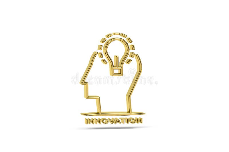 Golden 3d Innovation Icon Isolated on White Background Stock ...